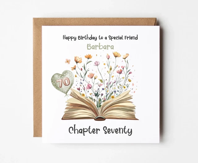 PERSONALISED 70TH BIRTHDAY card Chapter 70 - Friend Auntie Cousin ...
