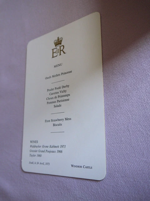 BRITISH ROYAL MENU for Queen Elizabeth II Prince Philip Jeudi le 24 ...