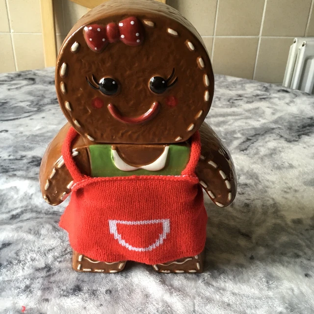 GINGERBREAD LADY GIRL Ceramic Cookie Jar Gingerbread Man - with Apron ...