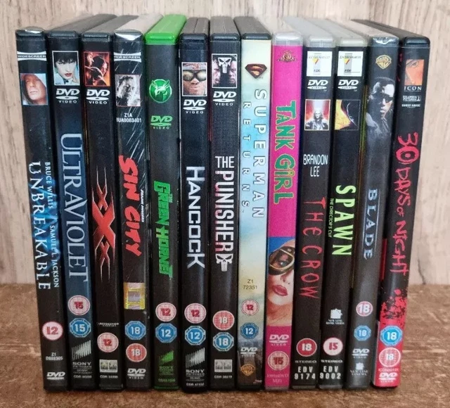SUPERHERO & COMIC Book Film DvD Bundle X13 Movies Cert Range 12-18 New ...