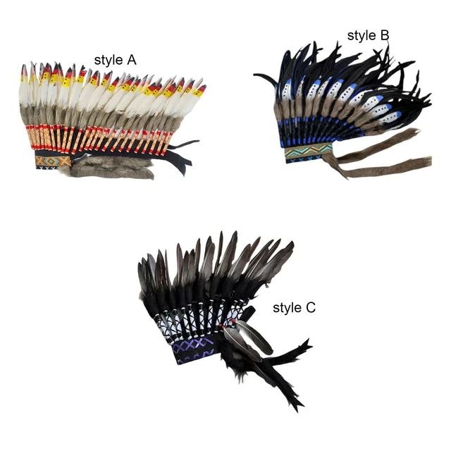 NATIVE AMERICAN INSPIRED Feather Headdress Photo Props Handcrafted ...