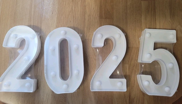 DECORATIVE LIGHT-UP 2025 Plastic Stand-Up individual Numbers £4.36 ...