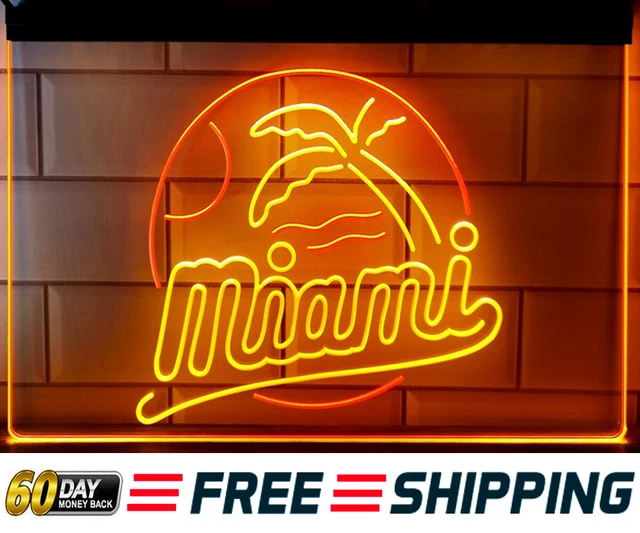 MIAMI ISLAND BEACH Palm Tree Sun LED Neon Light Sign Party Wall Art ...
