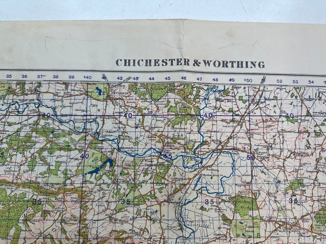 ORIGINAL WW2 BRITISH Army OS Map of England - War Office - Chichester ...