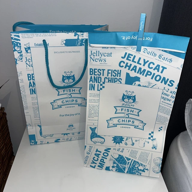JELLYCAT FISH & Chips Selfridges London Exclusive Large Gift Bags Peg ...