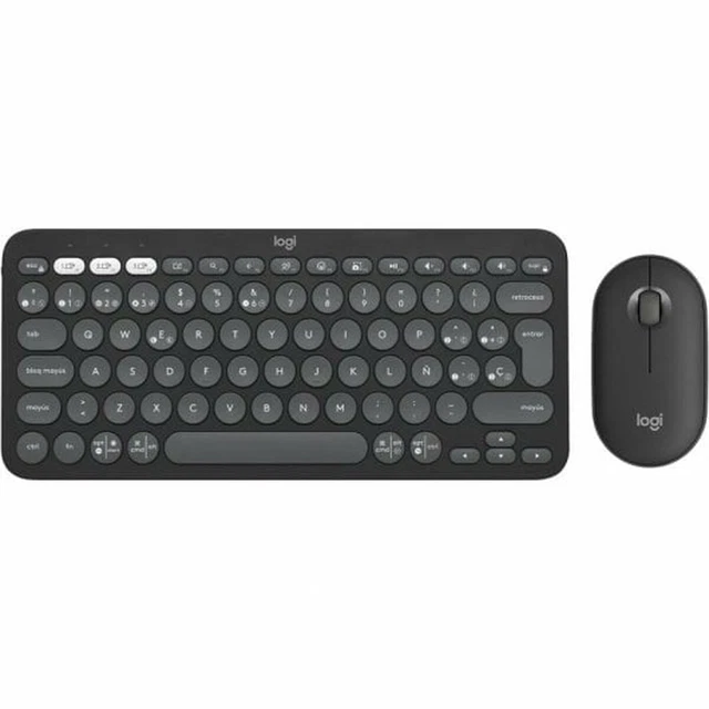 CLAVIER ET SOURIS sans fil Logitech Pebble 2 Combo Espagnol Qwerty Noir ...