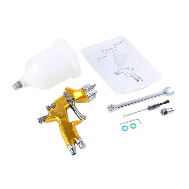 600ML FIT GTI T110 Pro Spray Gun 1.3mm Nozzle Car Paint Gun Tool Gold £ ...