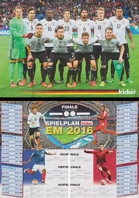 DOPPEL POSTER NATIONALELF EM 2016 / Spielplan EM 2016 EUR 1,00 ...