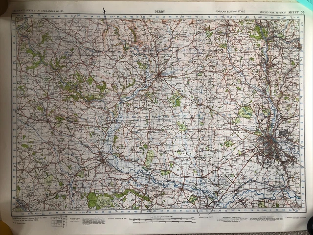 DERBY SHEET MAP Original 1940's Ordnance Survey Map (Sheet 53) £6.99 ...