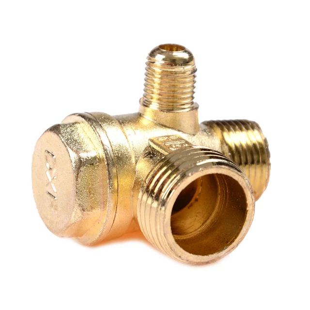 AIR COMPRESSOR 3-PORT Brass Male Threaded Check Valve Connector Tool A ...