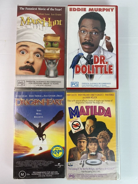 VHS KIDS BUNDLE Pack X4 Matilda Dr Dolittle Dragon Heart Mouse Hunt ...