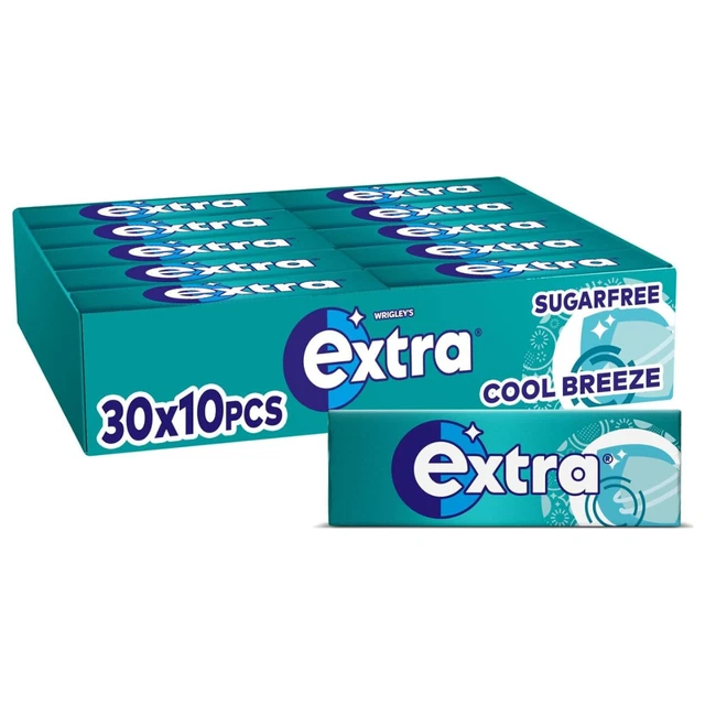 WRIGLEYS EXTRA COOL Breeze Chewing Gum 30 Packs X 10pcs BBE: 22/01/2026 ...