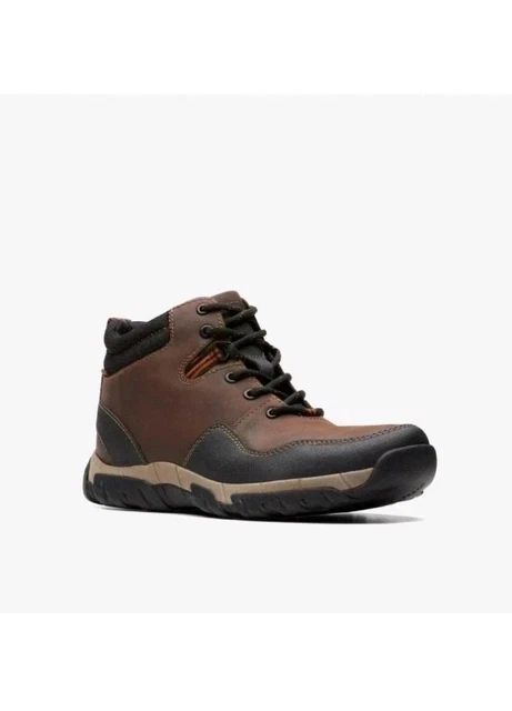 BNIB CLARKS MENS Walbeck Top Brown Leather Ankle Boots Size UK 8 G EU ...
