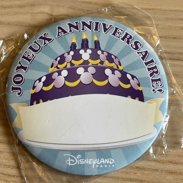 BADGE BUTTON DISNEYLAND Paris Joyeux Anniversaire Vintage Neuf / New ...