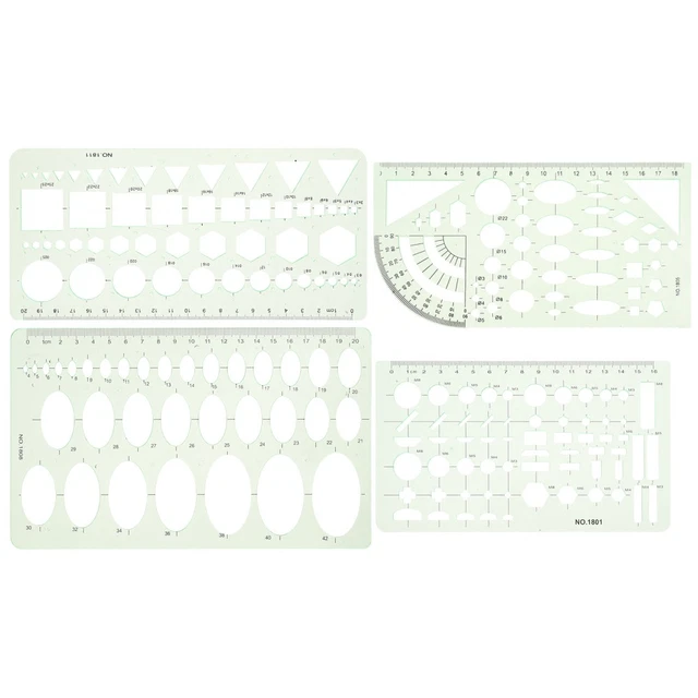 4 PCS DRAWING Template Ruler Office Circle Guide Drafting Stencils £8. ...