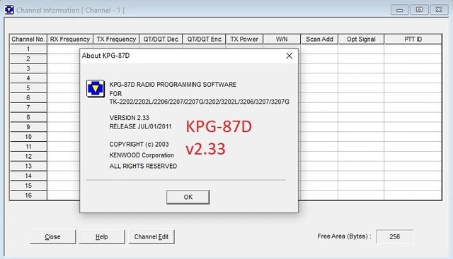 KENWOOD TK-2202, TK-3302 pacchetto software di programmazione/KPG-87D ...