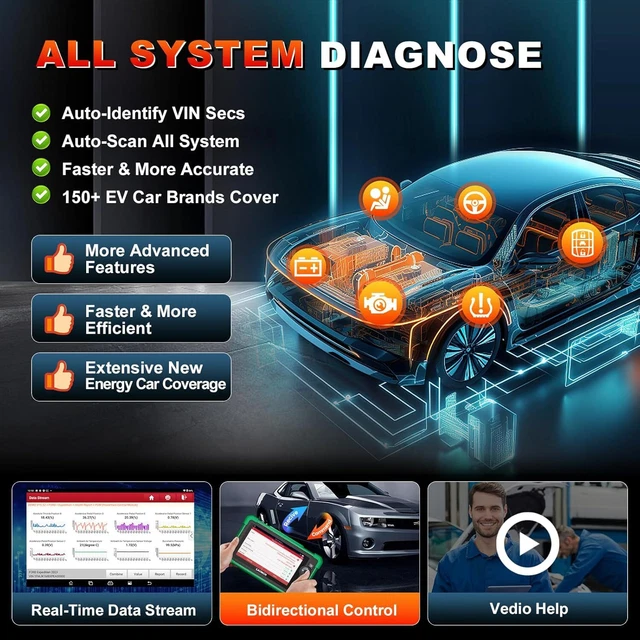 2026 LAUNCH CRP919 EV BEV HEV PHEV OBD2 Diagnosegerät Aktiver Test Für ...