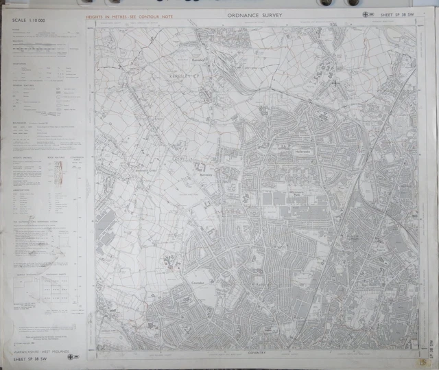 ORIGINAL OS MAP 1:10,000 Sheet SP 38 SW 1982; Coventry, West Midlands £ ...