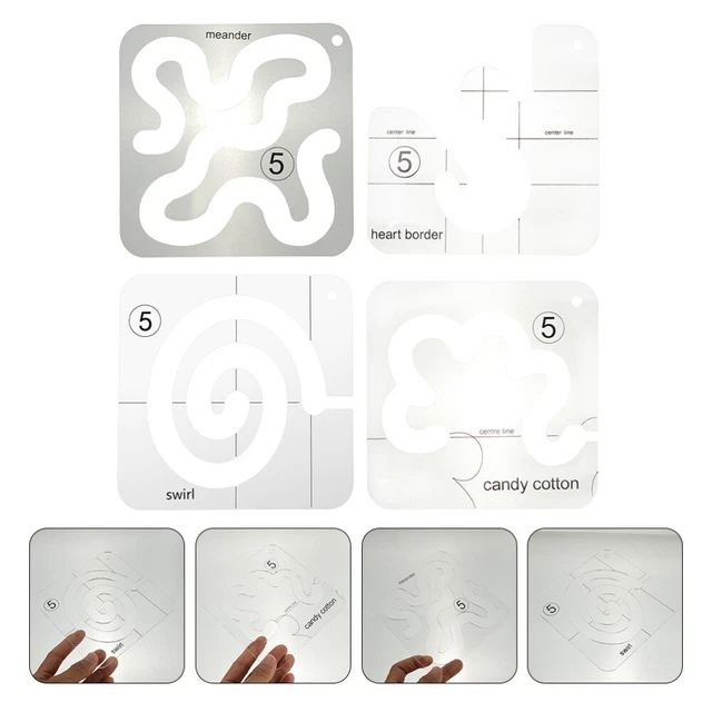 4 PCS PATCHWORK Ruler Template Plastic for Quilting Sewing Templates ...