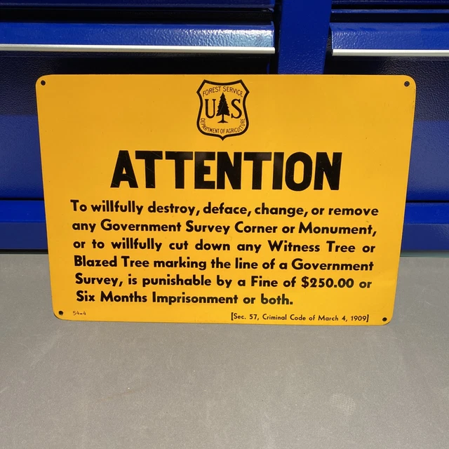 FOREST SERVICE NATIONAL Park Attention Corner Monument Conservation ...