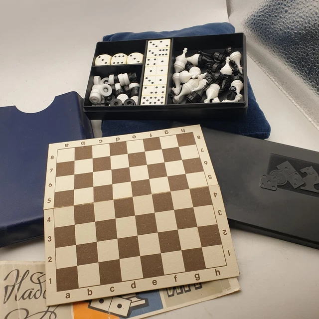 VINTAGE USSR TRAVEL Chess Checkers Dice Domino Set Magnetic Board in ...