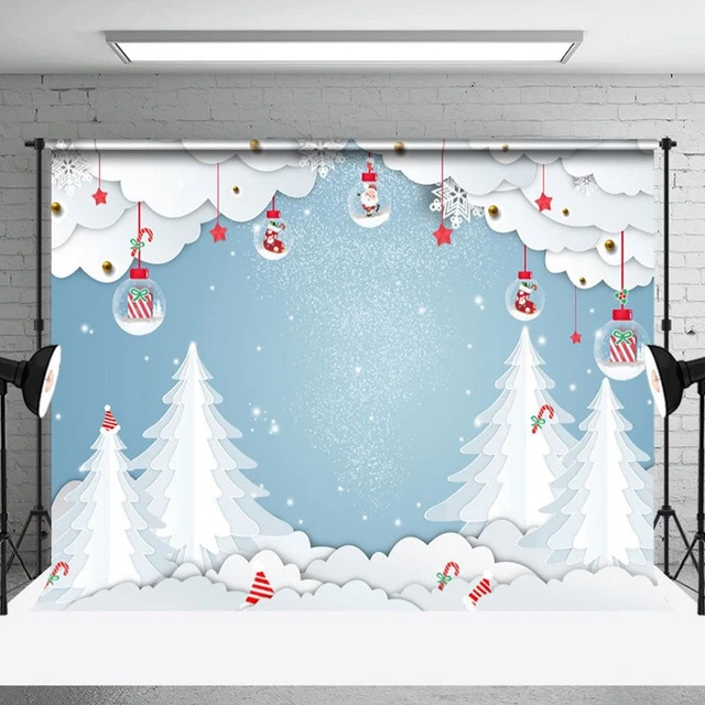 SIMPLE WHITE CHRISTMAS Tree Scene Holiday Backdrop $36.09 - PicClick AU