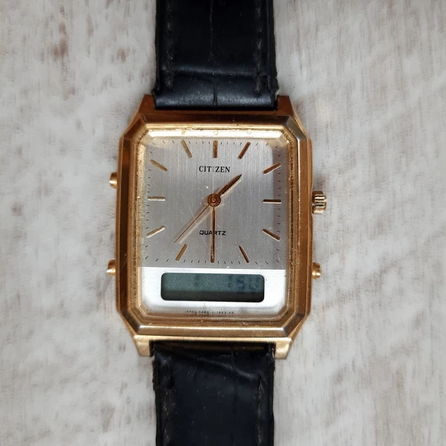 CITIZEN C480 HERREN Digital Analog Armbanduhr Quartz Gold Edelstahl Vintage EUR 18,00 - PicClick DE