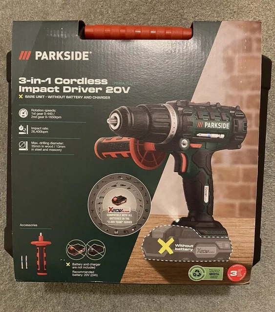 PARKSIDE CORDLESS 20V Impact / Hammer Drill 3-in-1 £39.99 - PicClick UK