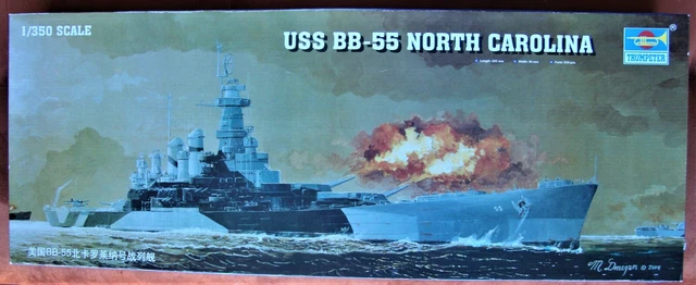 TRUMPETER 1/350 WWII US Navy Battleship USS North Carolina BB-55 Model ...