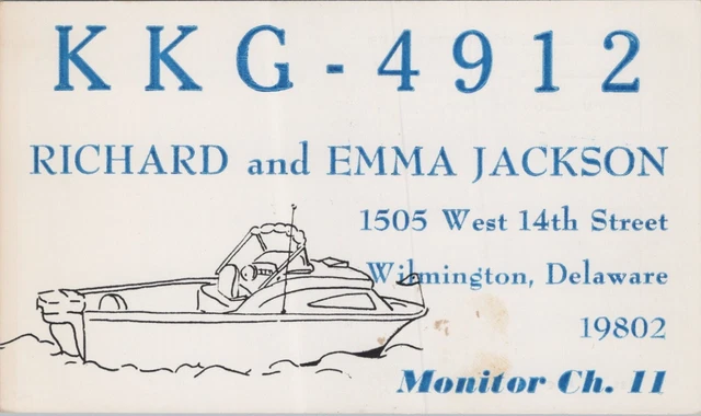 VINTAGE CB RADIO QSL postcard Richard Emma Jackson 1960s Wilmington ...