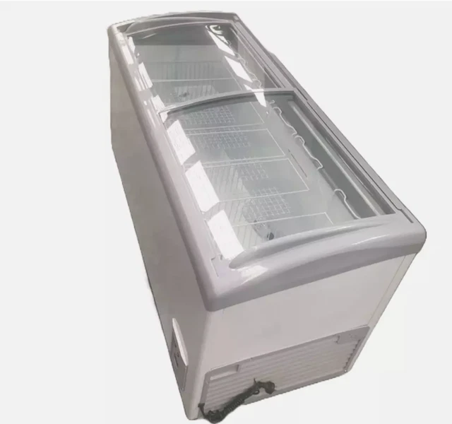 EUROTAG 620L CHEST Freezer Curved Glass Lid Display -18°C Lockable ...