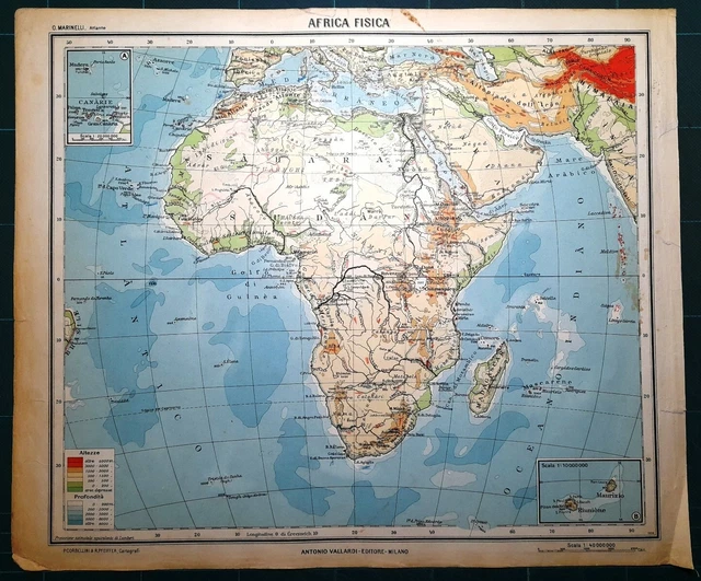 CARTA GEOGRAFICA ANTICA AFRICA COLONIALE pre 2 guerra mondiale 1936 ...