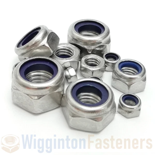 NYLOC NUTS STAINLESS STEEL A2 M3 M4 M5 M6 M8 M10 M12 Type T DIN 985 Nylock Nylon £0.99 - PicClick UK