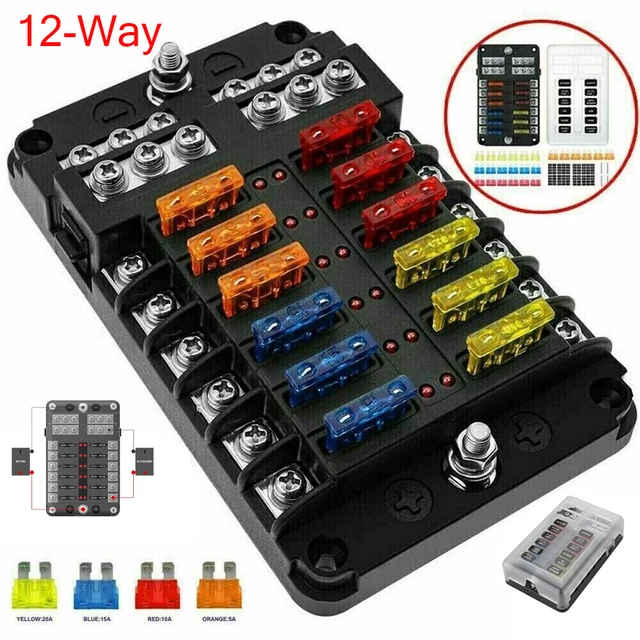 CAR 12 WAY ATO Fuse Holder Car Truck Fuse Box Boat Safe 12V~32V DE £14. ...