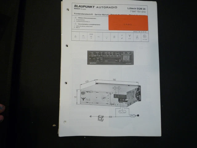 ORIGINAL SERVICE MANUAL Schaltplan Blaupunkt Lübeck SQM 28 EUR 12,50 - PicClick DE