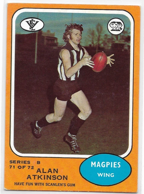 1973 B SCANLENS (71) Alan ATTKINSON Collingwood :: $19.00 - PicClick AU
