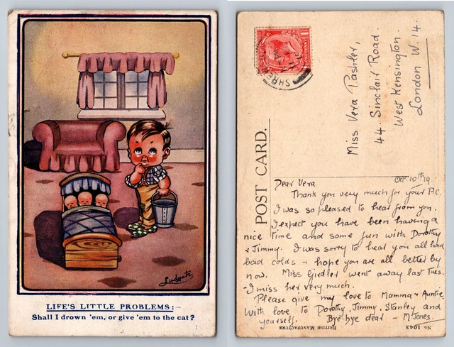 SHALL I DROWN 'em..- WW1 Boy Babies Comic Humour - Ludgate No 1043 £4. ...