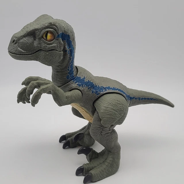 MATTEL JURASSIC WORLD Dino Rivals Primal Pal Raptor Blue Action Sounds ...