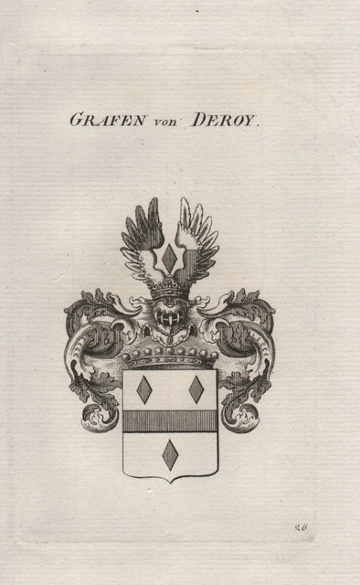 DEROY WAPPEN BLASON Gravure Genealogie Heraldique 1820 EUR 21,51 ...