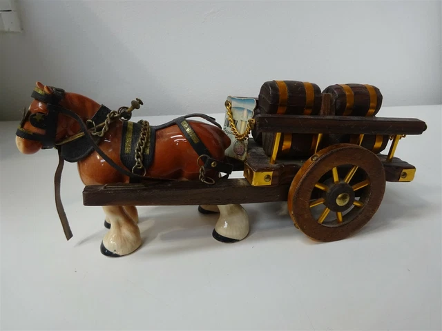 VINTAGE MELBA WARE Shire Horse and Cart with Barrels £14.99 - PicClick UK