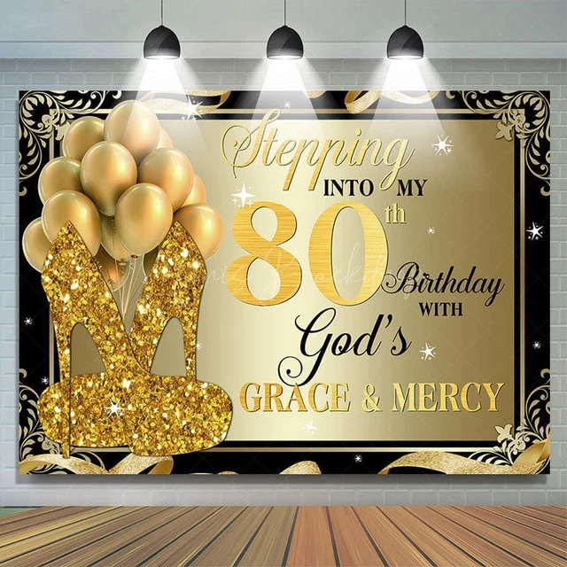 GOLD GLITTER HEELS Stepping into 80th Birthday Backdrop $37.94 ...