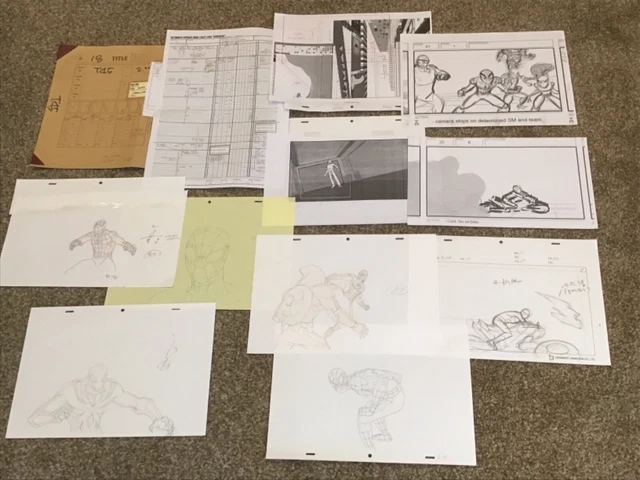 MARVEL SPIDER-MAN ORIGINAL Animation Production Drawings Model Sheets ...