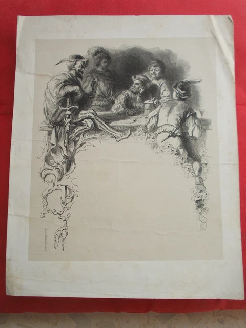 ESTAMPE 1860 LA TAVERNE MEDIEVALE, Eugène LE ROUX, gravure eau forte BERTAUTS EUR 9,00 - PicClick IT