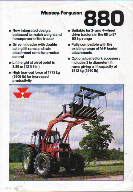 MASSEY FERGUSON &880& Tractor Front Loader Brochure Leaflet £4.00 - PicClick UK