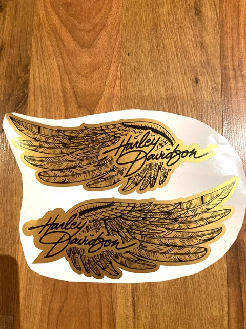 HARLEY-DAVIDSON CUSTOM GOLD wing logo Fuel Tank Decals Stickers kit ...