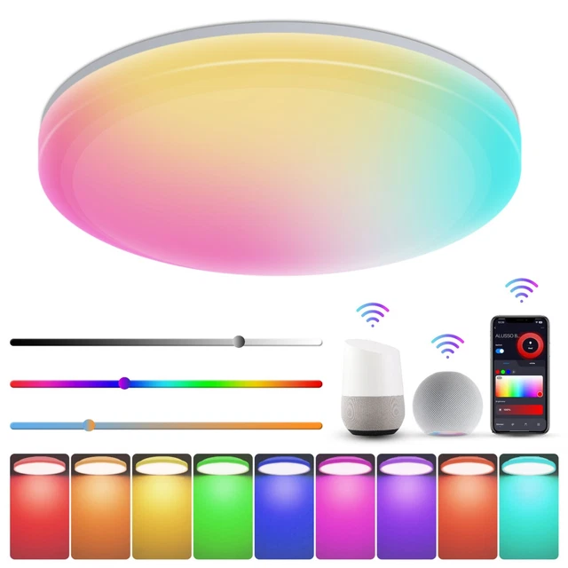 SMART RGB LED Ceiling Light 15W/20W/25W WiFi Dimmable Light Remote APP ...
