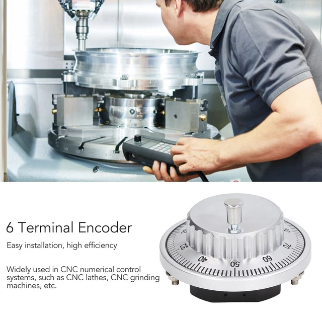 6 TERMINAL ENCODER 100PPR CNC Manual Pulse Generator Hand Wheel Encoder ...
