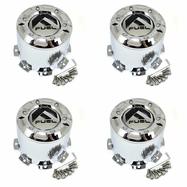 4 FUEL OFF-ROADS Chrome Center Caps Bolt-On/Dually 8L Cleaver D574 ...