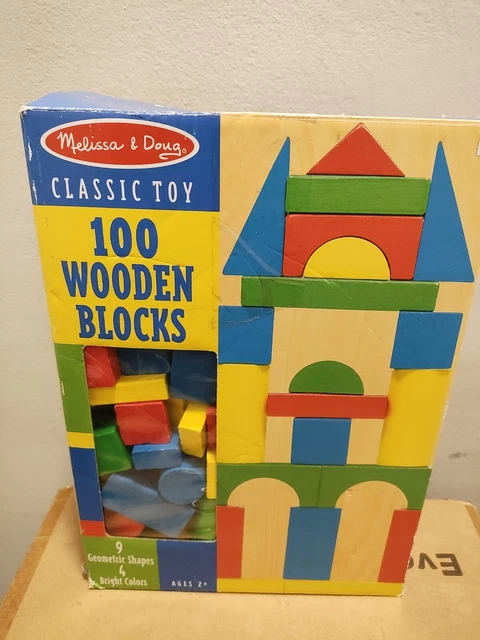 MELISSA DOUG WOODEN Blocks Toy Set 100 Piece Building Blocks Brick Kids ...
