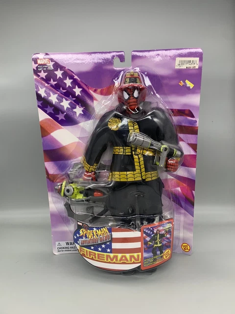 RARE MARVEL SPIDER-MAN Adventure Hero Fireman 10 Inch Figure Toy Biz ...